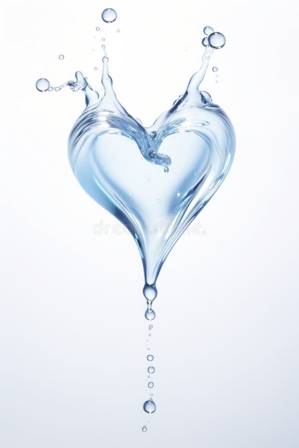 Romantic Water Splash Flowing in Heart Shape Stock Illustration ...