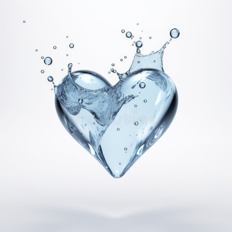 Romantic Water Splash Flowing in Heart Shape Stock Illustration ...
