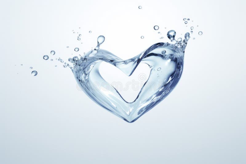 Romantic Water Splash Flowing in Heart Shape Stock Illustration ...