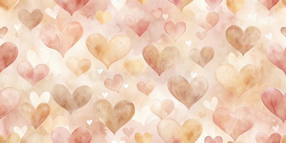 Romantic Watercolor Heart Pattern Background for Design Projects ...