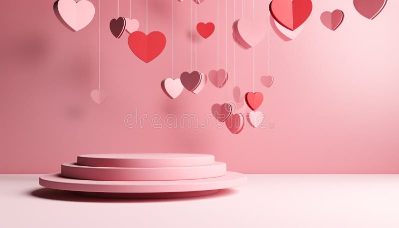 Romantic Wedding Backdrop with Heart Shapes and Decoration Generated by ...