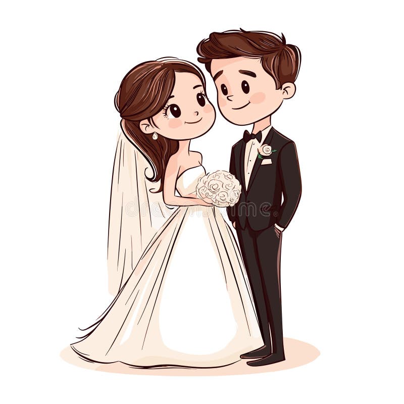 Romantic Wedding Couple Bride and Groom AI Generated Stock Illustration ...