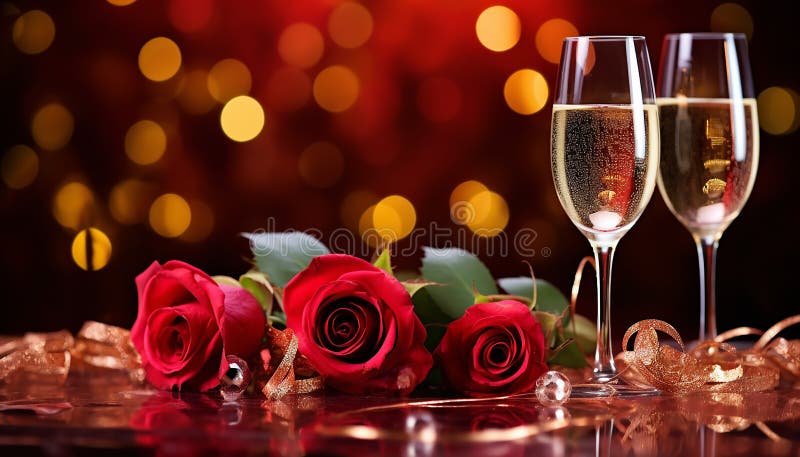 Romantic Wedding Night Love, Champagne, Flowers, Celebration, Elegance ...