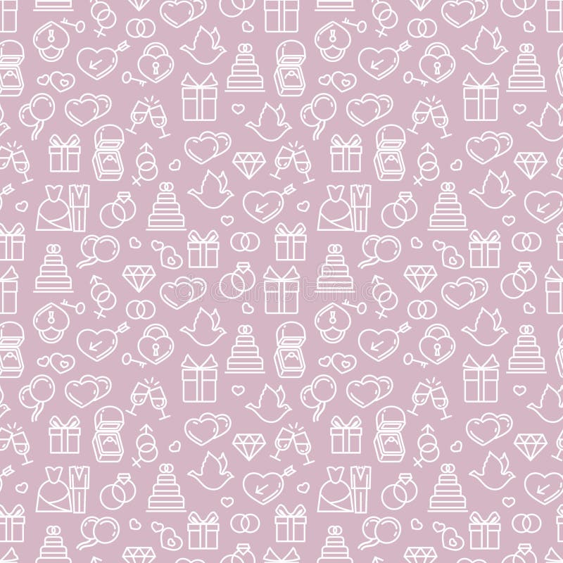 Romantic Wedding Seamless Pattern Design Stock Vector - Illustration of ...