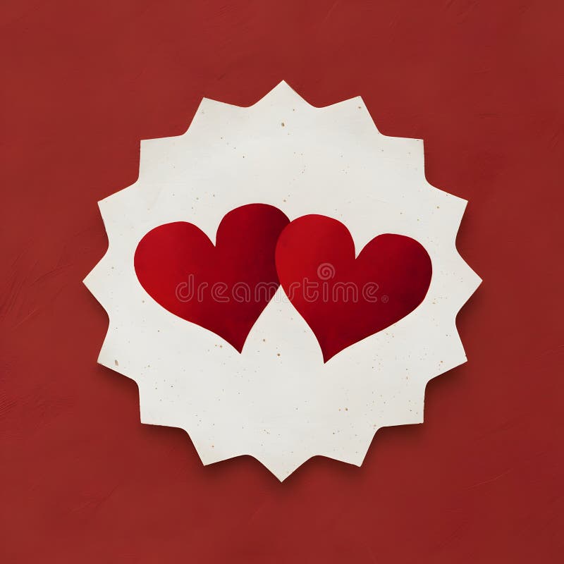Romantic White Background with Deep Red Hearts in Scalloped Frame ...