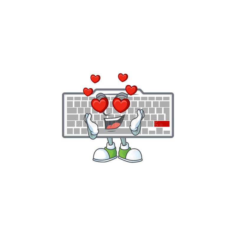 A Romantic White Keyboard Cartoon Mascot Design Style Stock Vector ...