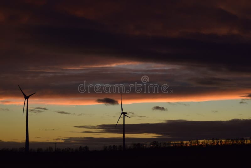 Romantic Wind Power at Night Stock Photo - Image of weather, clouds ...