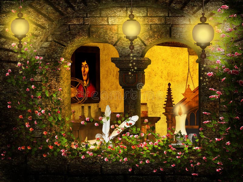 Romantic window stock illustration. Illustration of moon - 27705955