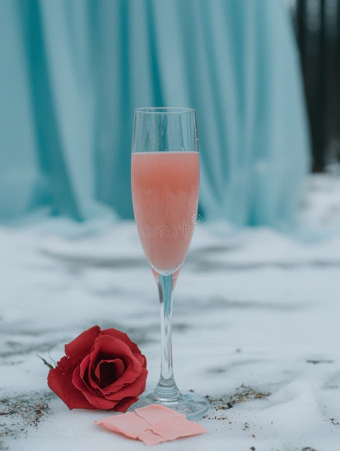 Romantic Winter Drink with Rose Stock Illustration - Illustration of ...