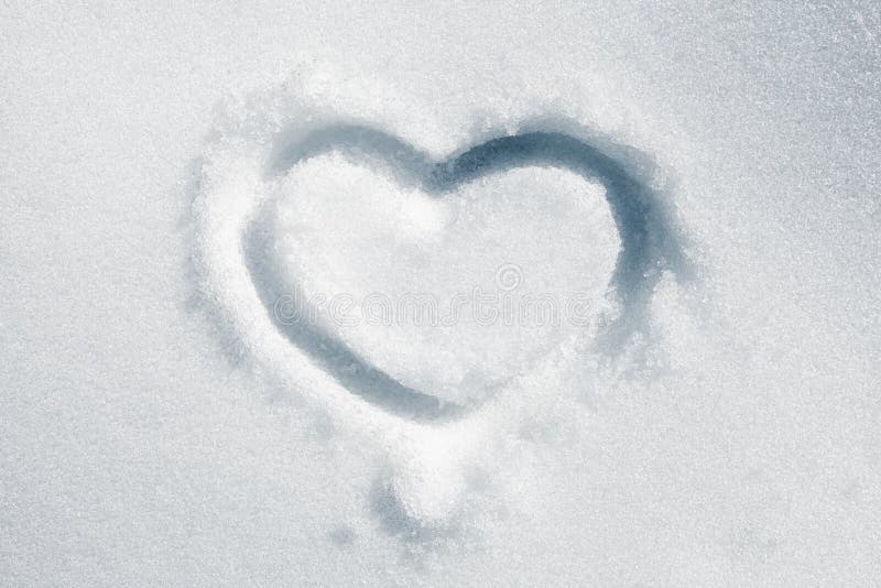 Romantic Winter Heart on a Snowdrift. White December Snow Stock Photo ...