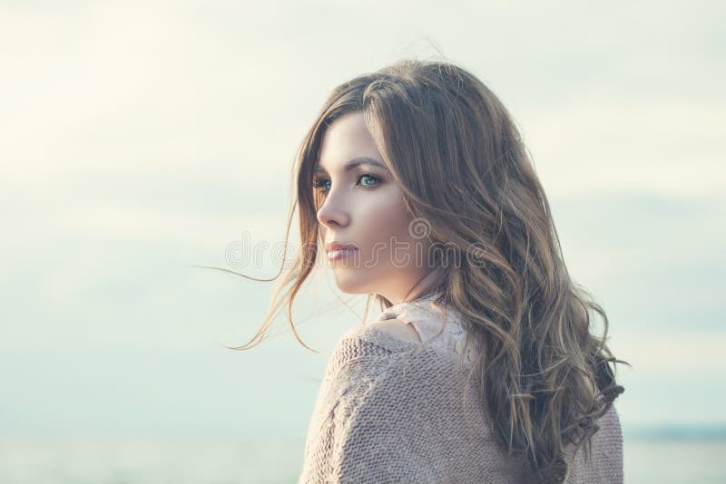 Glamour Portrait of Beautiful Woman Model with Fresh daily Makeup and ...