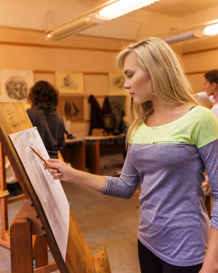 Romantic woman drawing stock photo. Image of artist, painting - 48112244