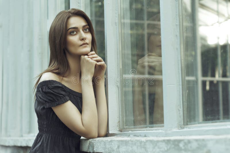 Romantic Woman at the Window Stock Photo - Image of makeup, sensuality ...