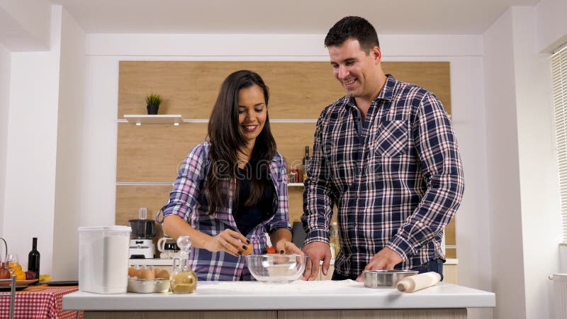 Romantic Young Couple Cooking Together in the Kitchen, Stock Image ...