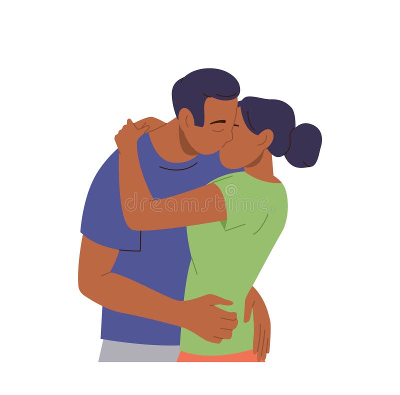 Happy Young Couple Hugging Kissing Stock Illustrations 612 Happy