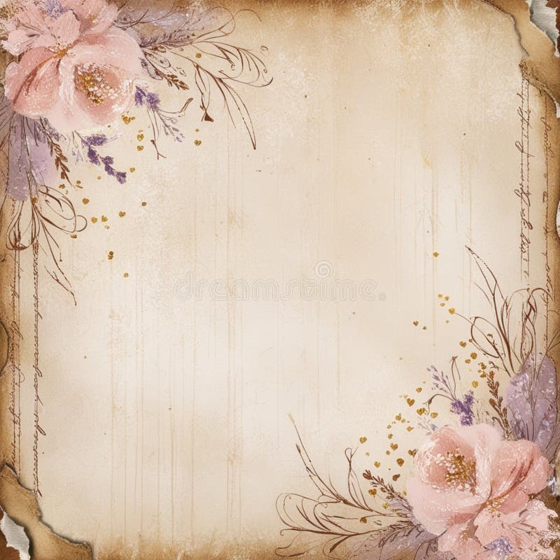 Vintage Whimsy: a Romantic Scrapbook Background Stock Illustration ...