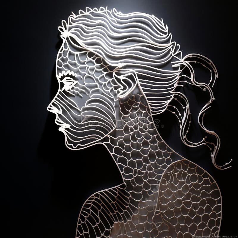 Romanticism Silhouette Profile in String Art Composition Style Stock ...