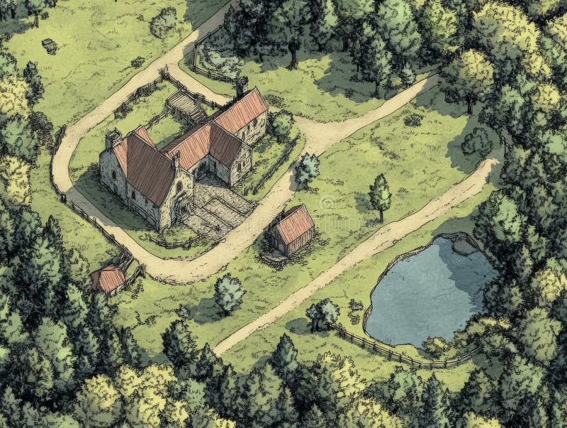 A Romanticized Illustration of a Treasure Map, Complete with Renderings ...