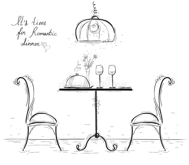 Romantisch diner. vector illustratie. Illustratie bestaande uit picking ...