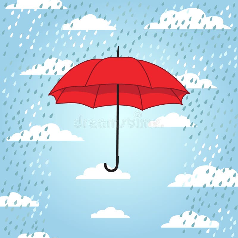 Romantiskt Kort Med Paraply Och Regn Vektor Illustrationer ...