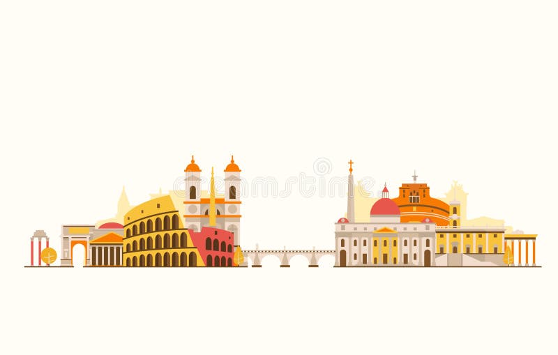 Rome abstract skyline stock vector. Illustration of coliseum - 67388245