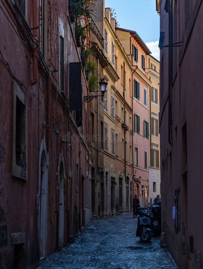 Rome Alley editorial stock image. Image of cobblestones - 244318399