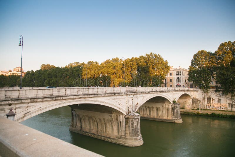 Rome Ancient Bridge July 2015 Summer Editorial Photography - Image of ...