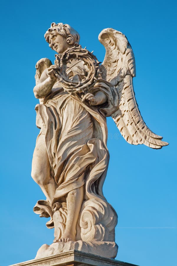 Rome - Angels Bridge - Angel with the Thorn Crown Stock Image - Image ...