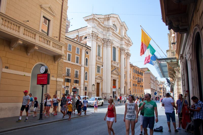 ROME-AUGUST 7: the Via Del Corso on August 7, 2013 in Rome. Italy ...