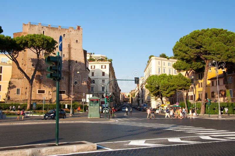 ROME-AUGUST 8: Via Cavour on August 8,2013 in Rome, Italy. Editorial ...