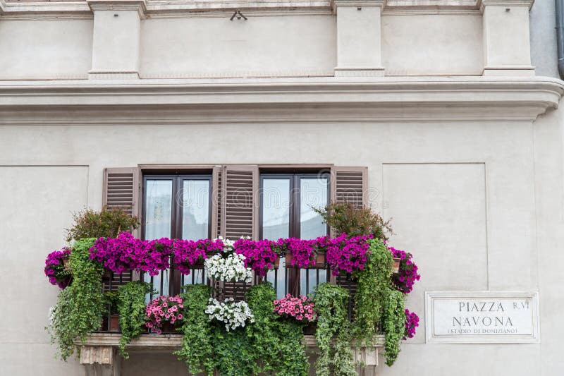 Rome Balcony in Piazza Navona Stock Photo - Image of view, horizontal ...