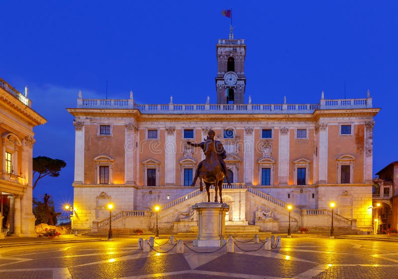 Rome. Capitol Square. stock photo. Image of illumination - 94929814