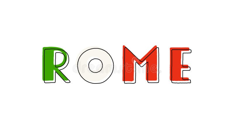 Rome Card. Lettering Vector Isolated on White Background Stock ...