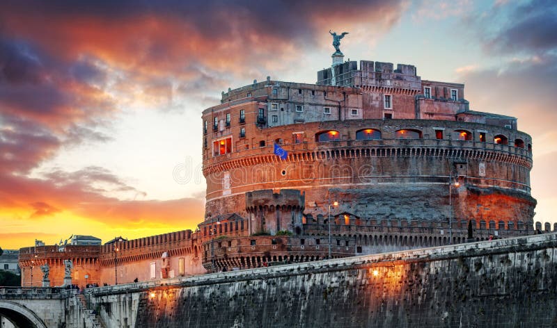 Rome - Castel Saint Angelo, Italy Stock Photo - Image of landmark ...