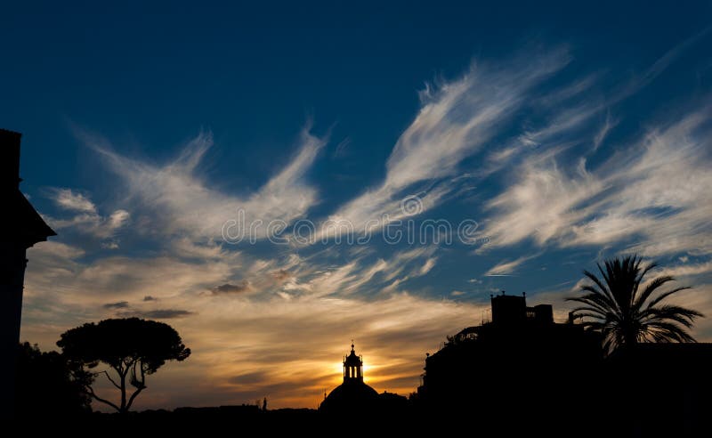 Rome center sunset stock image. Image of cross, italy - 136213667