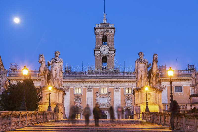 Rome City Hall at night stock photo. Image of night, building - 98750984