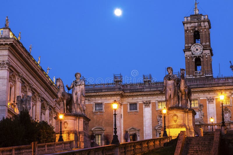 Rome City Hall at night stock photo. Image of night, building - 98750984