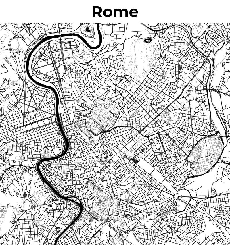 Rome City Map, Cartography Map, Street Layout Map Stock Vector ...