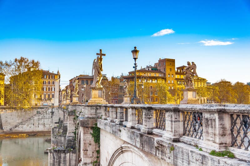 Rome City View with Tiber River at Dusk Stock Image - Image of city ...