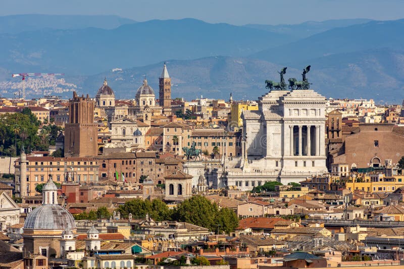 Rome Cityscape Seen from Janiculum Hill, Italy Stock Photo - Image of ...