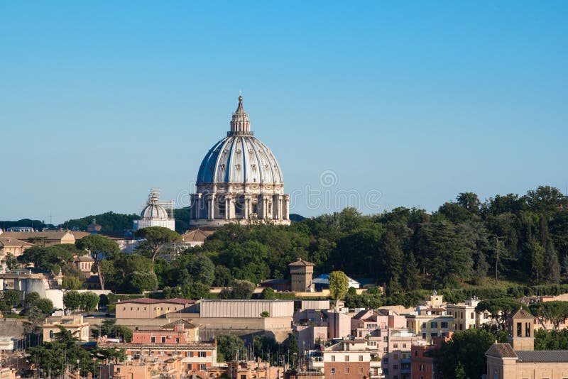 Rome Cityscape with St Peter Dome Stock Photo - Image of landscape ...