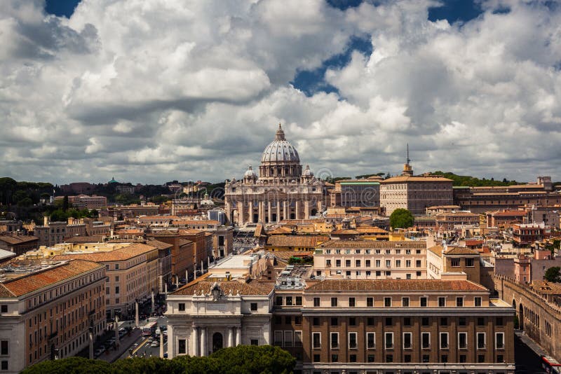 Rome and Cloudy Skyscape Overview Stock Image - Image of dome, night ...