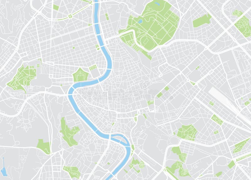 Rome Map, Drawn by Hand, Brush, Roads and Streets, Italy Stock ...