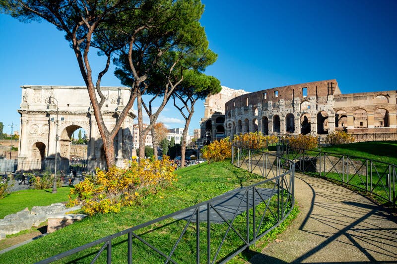 Rome Colosseum and Arch of Constantine, Italy Stock Photo - Image of ...