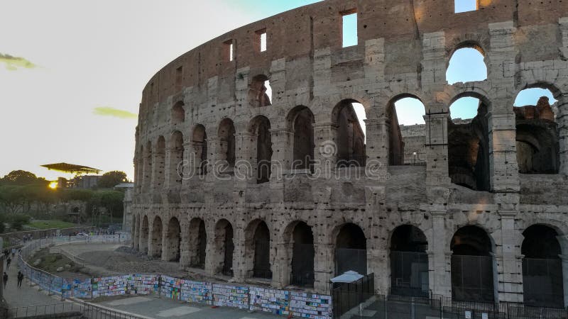 Rome colosseum wall view editorial photography. Image of arena - 166592992