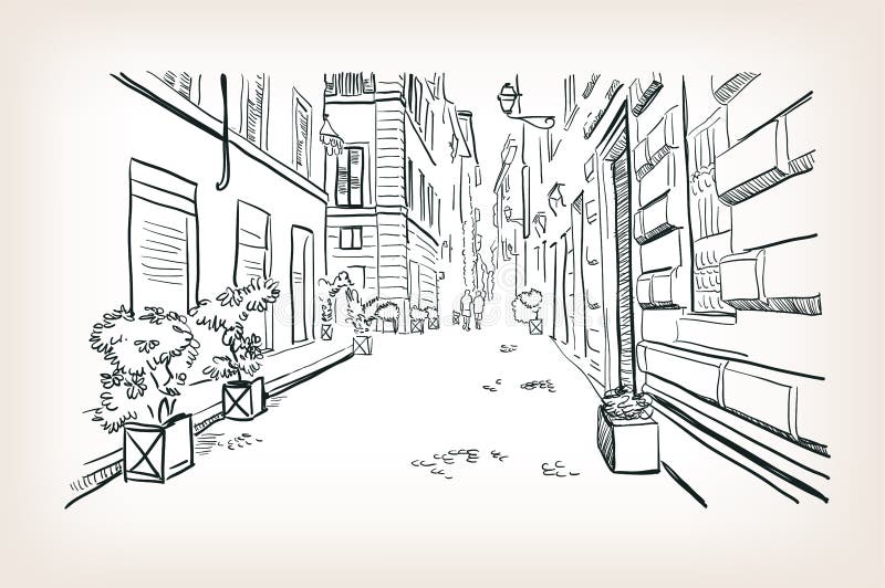 Europe Street Life and Houses Set Stock Vector - Illustration of icon ...