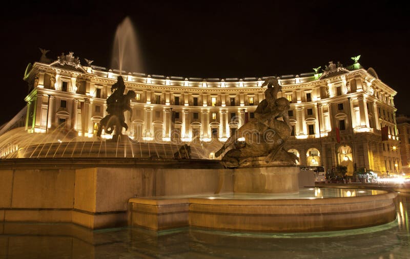 Rome - Fountain from Piazza Della Repubblica Stock Image - Image of ...