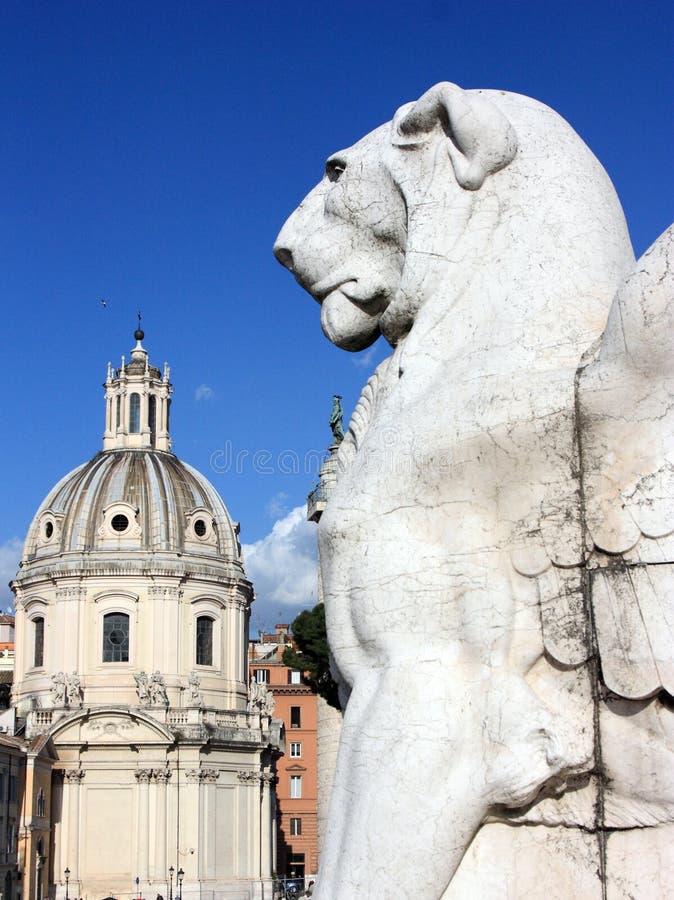 Rome: Giant Lion Statue in Historic Center Stock Image - Image of ...