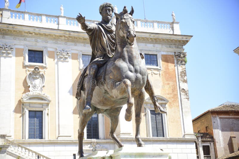 Het Standbeeld Rome Van Rome - Van Marcus Aur - Piazza Campidoglio ...