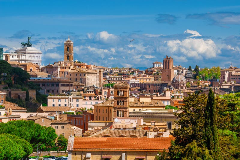 Rome historic center view stock image. Image of building - 148377519